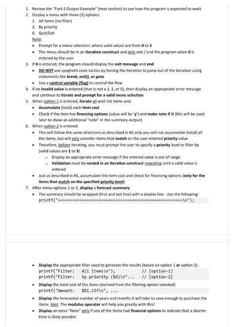 solved 1 review the part 2 output example next