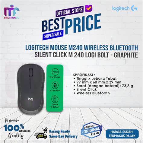 Jual Logitech Mouse M240 Wireless Bluetooth Silent Click M 240 Logi