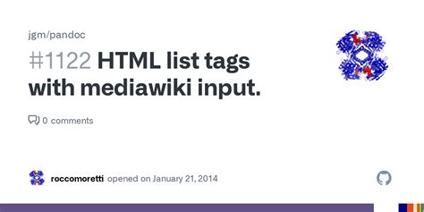 HTML List Tags With Mediawiki Input Issue 1122 Jgm Pandoc GitHub