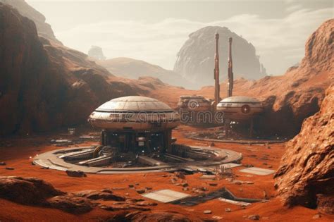 Sustainable Colony Base Mars Generate Ai Stock Image Image Of Planet