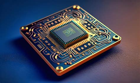 Premium Photo A Tiny Square Microchip With An Intricate Pattern Of
