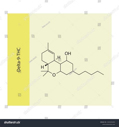 Delta 9 Thc Molecular Structure Skeletal Formula Diagram Stock Vector