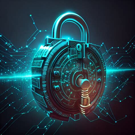 ber security padlock digital lock on technology network data