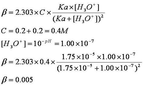 pH calculations and more in fundamentals of pharmaceutics. : How to calculate exact buffer capacity?