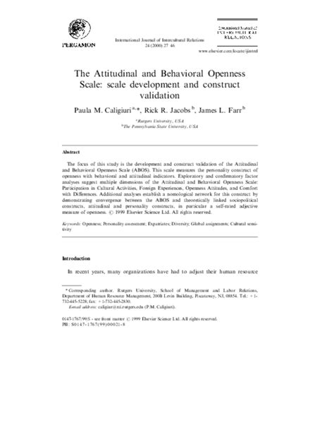 Pdf The Attitudinal And Behavioral Openness Scale Scale Development And Construct Validation