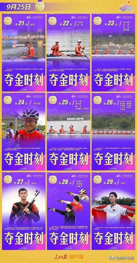 第二个比赛日第一个九宫格集齐了 金牌 收获 亚运会