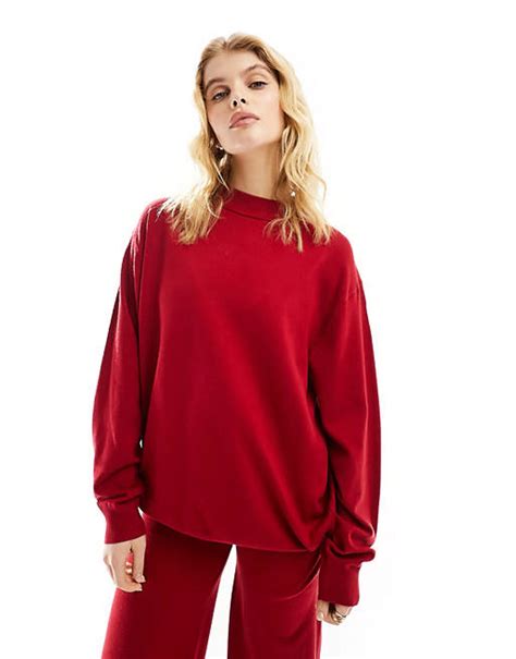 Mango Oversized Co Ord Sweatshirt In Red Asos