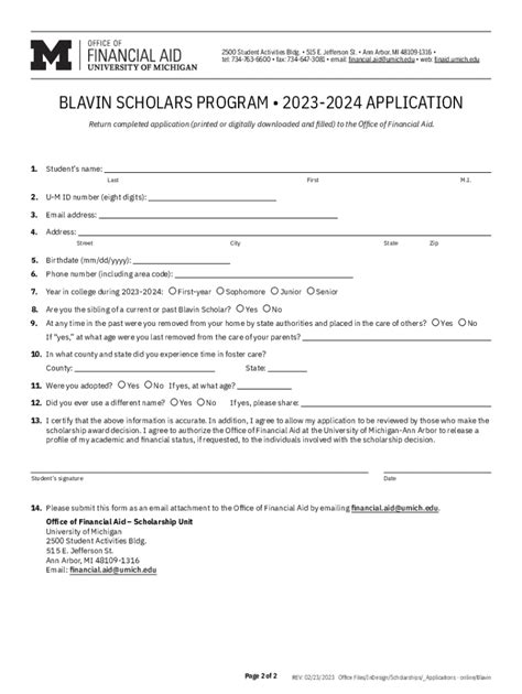 Fillable Online Finaid Umich Financial Aid Office Umich Fill Online
