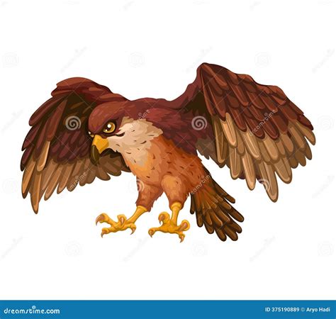 Peregrine Falcon Cartoon Clipart Falcon Vector Illustration In Flat