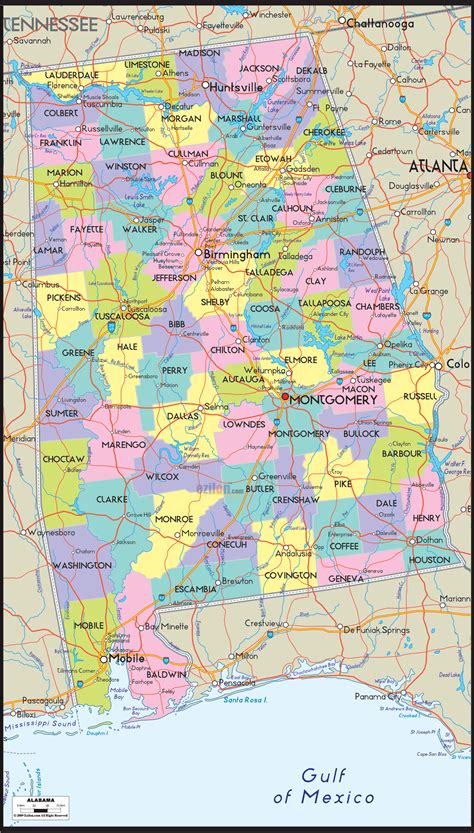 Alabama Counties Map Printable