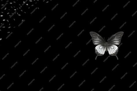 Fondo Negro Sólido Con Una Silueta Blanca De Una Mariposa Imagen