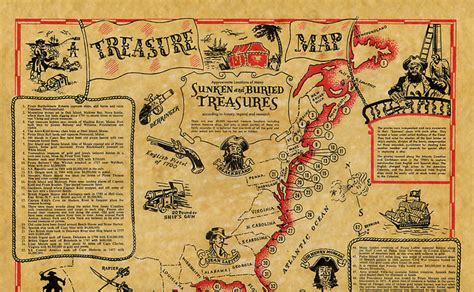Treasure Map Of Buried Sunken Treasure Historical Document