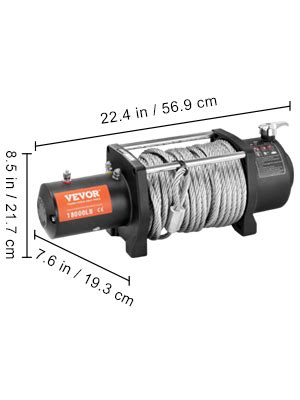 VEVOR Treuil Electrique 12 V 18000 Lb 8165 Kg Avec Telecommande Sans