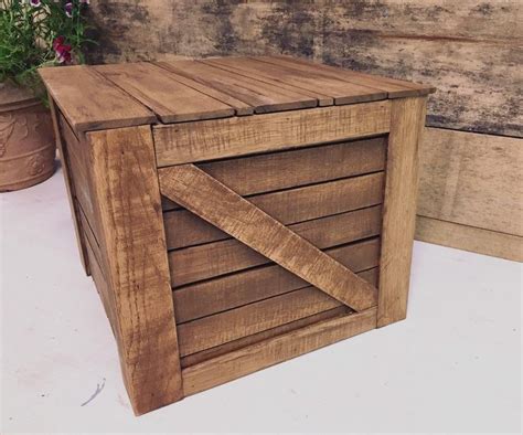 Rustic Wood Box Farm Crate With Lid For Storage Farmhouse Etsy