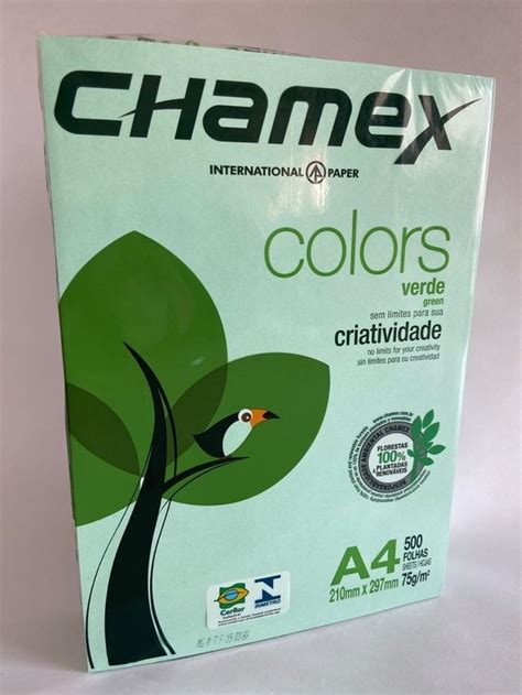 Resma A4 75gr Color Verde Chamex 500 Hojas Paper Mode