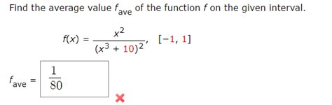 Solved Find The Average Value Fave Of The Function F On The Chegg Com