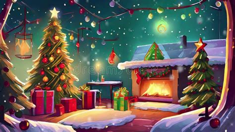 christmas illustration cartoon background video christmas animation