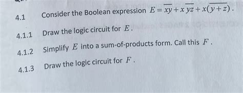 Solved 4.1 ﻿Consider the Boolean expression | Chegg.com