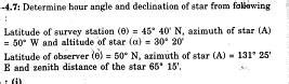 Solved Determine The Hour Angle And Declination Of The Star Include