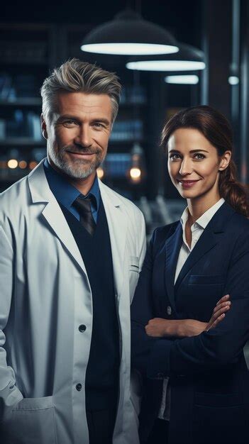 Arafed Image Of A Man And A Woman In A Lab Coat Generative Ai Premium Ai Generated Image