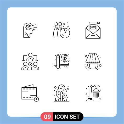 9 User Interface Outline Pack Of Modern Signs And Symbols Of Creative Delegating Commission