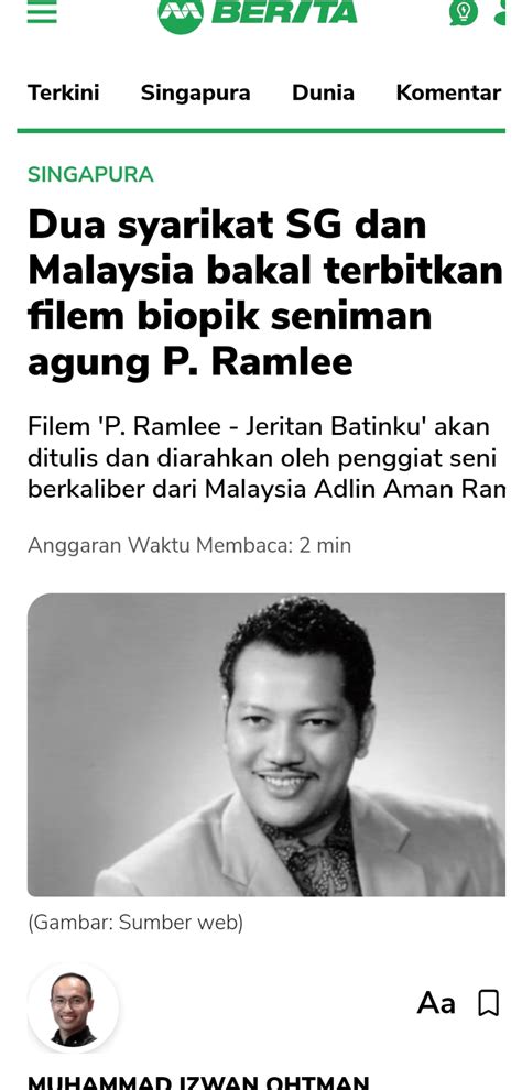 With The Announcement Of A P Ramlee Biopicwhich Malaysian Or