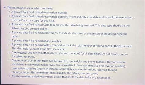 Solved The Reservation Class Which Contains A Private Data
