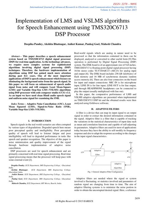 pdf implementation of lms and vslms algorithms