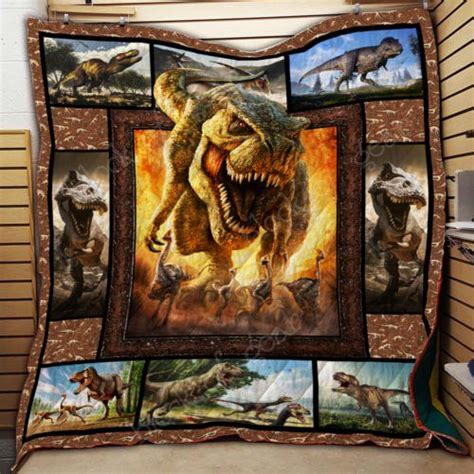 Ferocious T Rex Dinosaur Quilt Blanket Teeruto