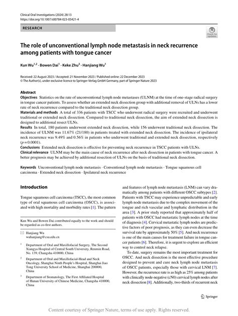 The Role Of Unconventional Lymph Node Metastasis In Neck Recurrence