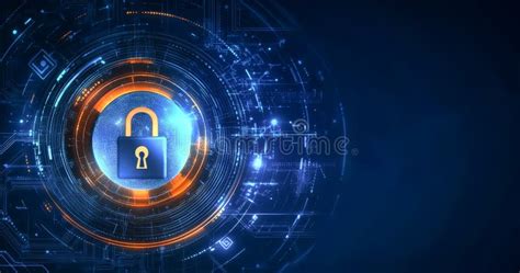 A Digital Security Background Features A Padlock Within A Tech Circle