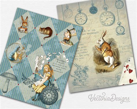 Alice In Wonderland Paper Pack Printable Paper Pack Digital Paper