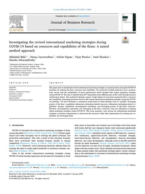 Abhishek Behl Et Al2023 Amixed Method Approach Pdf Business Business Economics