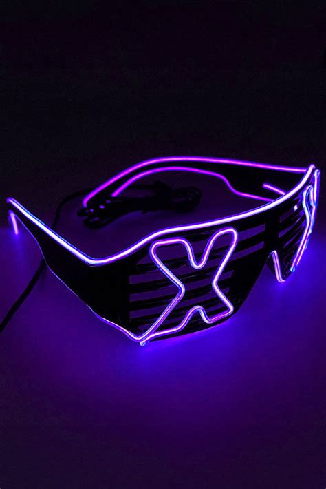 Led Light Up X Glasses Purple Ravebeetle