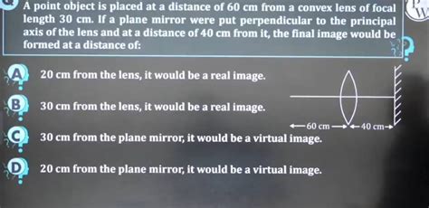 A Point Object Is Placed At A Distance Of 60 Cm From A Convex Lens Of Foc