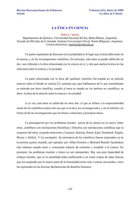 La Etica En Ciencia Seminario De Habilidades Para El Trabajo