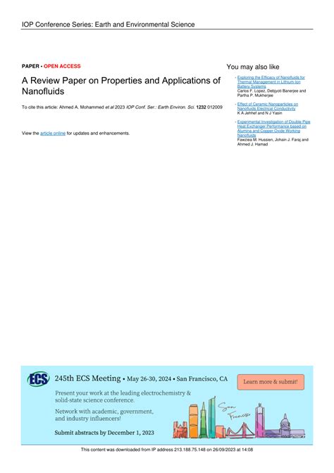 PDF A Review Paper On Properties And Applications Of Nanofluids