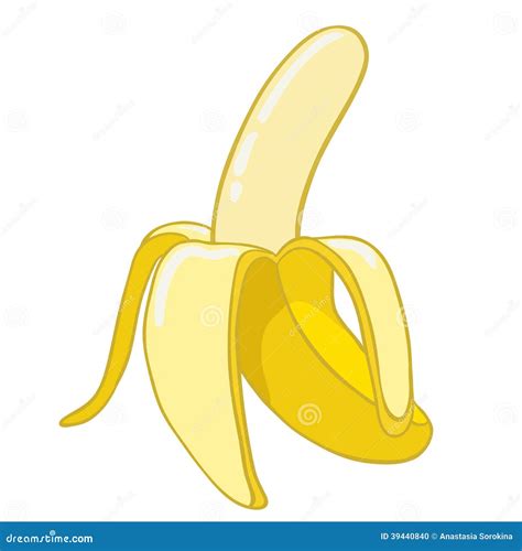 Banana Sbucciata Isolata Su Fondo Bianco Illustrazione Vettoriale
