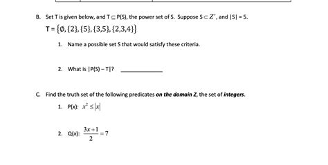 solved b set t is given below and t⊆p s the power set of