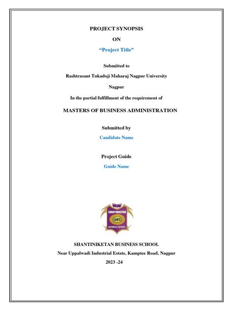 Synopsis Format Pdf Technology And Engineering