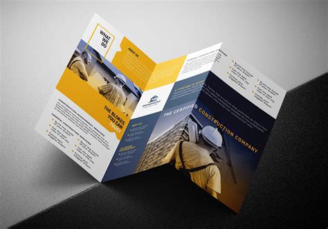 Construction Company Tri Fold Brochure Template In Psd Ai And Vector