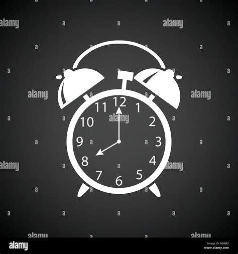Alarm Clock Icon Black Background With White Vector Illustration