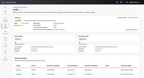 configure network tunnel between cisco secure access and ios xe router