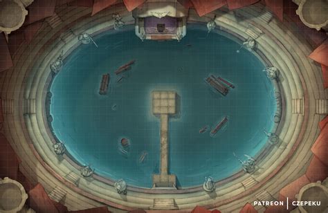 Aquatic Colosseum Battlemap 43x28 Oc Art Rdnd