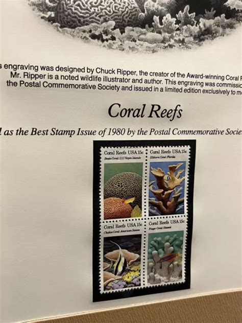 U S Commemorative Stamp Uncut 15 Cents 1980 Coral Reefs Chuck Ripper £