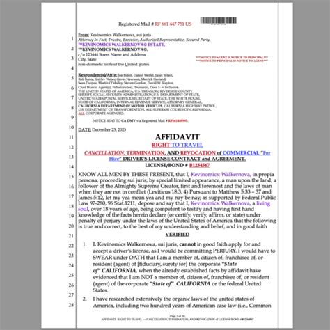 Affidavit Of Revocation And Termination Of Franchise Realworldfare