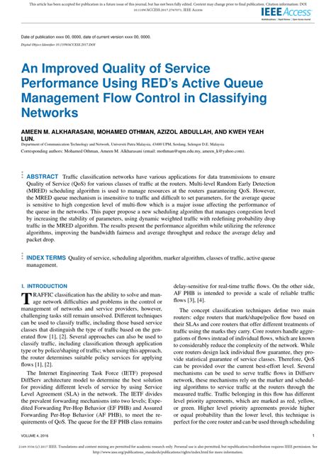 Pdf An Improved Quality Of Service Performance Using Reds Active