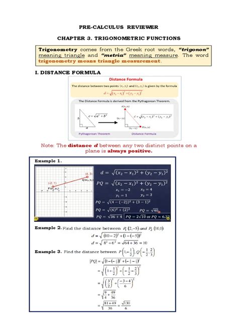 Pre Calculus Reviewer Chap3 Trigonometry 1 Download Free Pdf