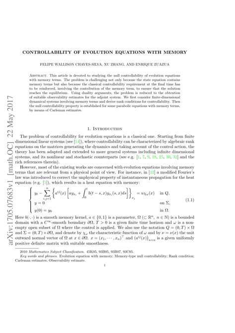 Pdf Controllability Of Evolution Equations With Memory