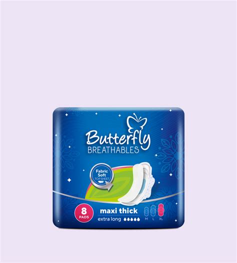 Butterfly Breathables Maxi Thick Sanitary Pads Extra Long 8 Pcs